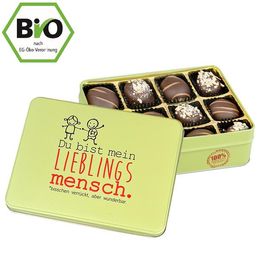 Präsentdose „Lieblingsmensch“ mit Bio Pralinen