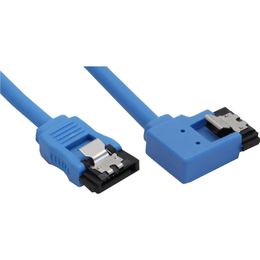 Aquatuning SATA Anschlusskabel 50cm abgewinkelt links Blau, mit Sicherh, Interne Kabel (PC)