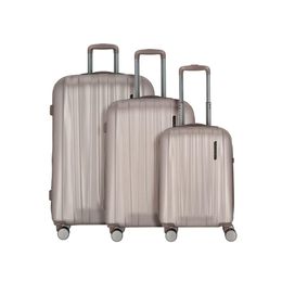 Polestream Moonrock 4 Rollen Kofferset 3-teilig mit Dehnfalte in rosesilver brushed | Gr.: onesize