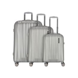 Polestream Moonrock 4 Rollen Kofferset 3-teilig mit Dehnfalte in silver brushed | Gr.: onesize