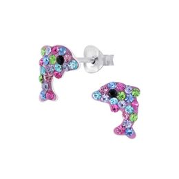 schmuck23 Ohrringe 925 Silber Delfin in Bunt | Gr.: onesize