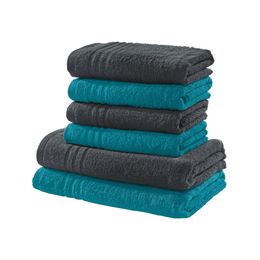 REDBEST Frottier Frottier-Set 2-farbig 6-tlg. New York in anthrazit-petrol | Gr.: onesize