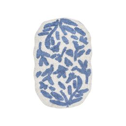 Beliani Badematte DERIK in Blau/Weiß - (W) 60 x (L) 90 cm | Gr.: onesize