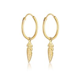 Elli Ohrringe 925 Sterling Silber Feder in Gold | Gr.: onesize