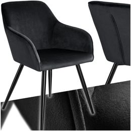 TecTake&reg; Esszimmerstuhl, gepolstert, in Samtoptik, schwarze Stahlbeine, 58 x 62 x 82 cm