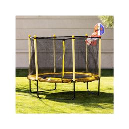 Chipolino Kindertrampolin Sporty 140cm Basketballkorb Leiter Federabdeckung gelb