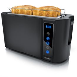 arendo Toaster f&uuml;r 4 Scheiben Langschlitz 1500 W, Br&ouml;tchenaufsatz, W&auml;rmeisoliert, Display, Touch, Schwarz