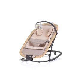 Chipolino Babywippe Senso Holzoptik Spielbogen Kopfst&uuml;tze 3-Punkt-Gurt faltbar beige