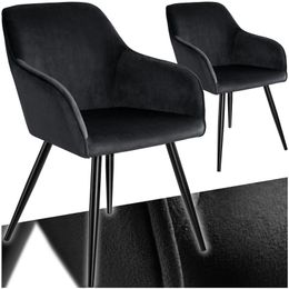 TecTake&reg; Esszimmerstuhl, gepolstert, in Samtoptik, schwarze Stahlbeine, 58 x 62 x 82 cm