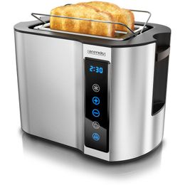 arendo - Toaster 2 Scheiben Edelstahl Touchpanel - 800 W - Doppelwandgeh&auml;use - Integrierter Br&ouml;tchenaufsatz - 7 Br&auml;unungsgrade