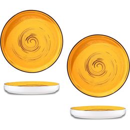 Wilmax Flache Gourmetteller SPIRAL 2er-Set &ndash; 23 cm &ndash; Elegante Form, Spiralmuster