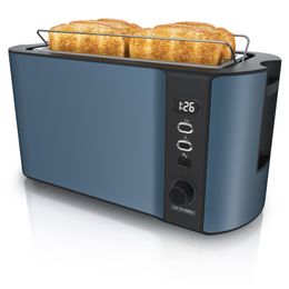arendo 4-Scheiben-Toaster mit Restzeitanzeige, Langschlitz-Toaster, Auftaufunktion, 6 Stufen, Blau