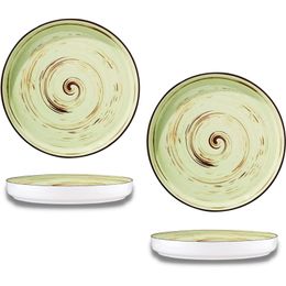 Wilmax Flache Gourmetteller SPIRAL 2er-Set &ndash; 23 cm &ndash; Originelle Form, Pistazienfarbe