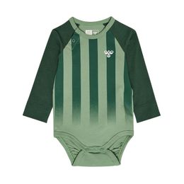 Hummel Druckknopf Strampler Raglan&auml;rmel Hmlstriped Jungen in HEDGE GREEN | Gr.: 74