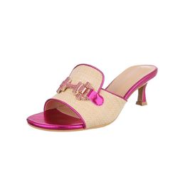 Ital-Design High-Heel Sandalette in Beige und Pink | Gr.: 38