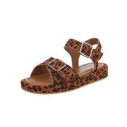 Ital-Design Sandale & Sandalette in Braun und Leo | Gr.: 37