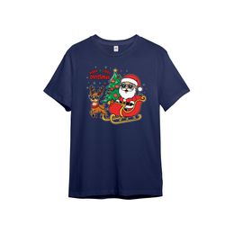 PAULGOS Kinder T-Shirt, Have a cool Christmas in Navi-Blau | Gr.: 116