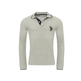 U.S. Polo Assn. Langarm-Poloshirt in der Farbe Hellgrau | Gr.: L