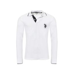 U.S. Polo Assn. Langarm-Poloshirt in der Farbe Wei&szlig; | Gr.: M