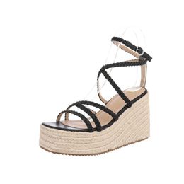 Ital-Design Sandale & Sandalette in Schwarz und Beige | Gr.: 40