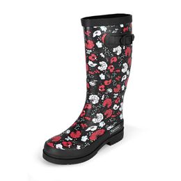 Regenliebe Gummistiefel Blossom Night High Langschaft in schwarz / wei&szlig; / rot | Gr.: 38
