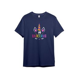 PAULGOS Kinder T-Shirt, Einhorn in Navi-Blau | Gr.: 140