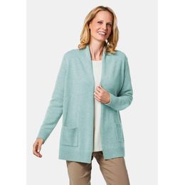 GOLDNER Kurzgr&ouml;&szlig;e: Langarm Cardigan aus Merino in jade / melange | Gr.: 19