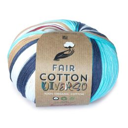 Fair Cotton Diverso von Katia, Braun/Lila/Blau, aus Baumwolle