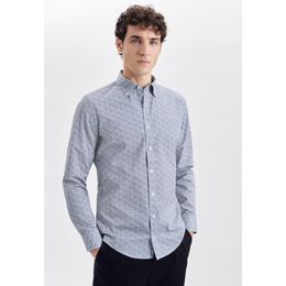 Seidensticker Herren Businesshemd "X-Slim", blau, Gr. 39, bedruckt, 100% Baumwolle, Hemden, X-Slim Langarm Button-Down-Kragen Druck