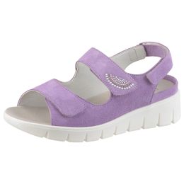 Waldläufer WALDLÄUFER Damen Keilsandalette "K-Adea", Gr. 8, lila, Veloursleder, unifarben, Schuhe, Sommerschuh, Sandale, Keilabsatz, mit Klettverschlüssen,