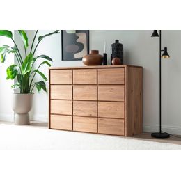 Schubkastenkommode Home Affaire, B:130cm H:48cm T:91cm, beige, FSC-zertifiziertes Massivholz, Sideboards, "Zetra Schubladenschrank, 3x Schublade/3x