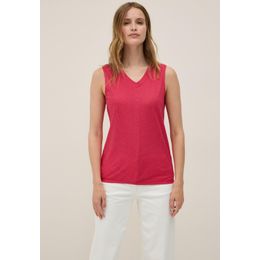 Tanktop Cecil, Damen, Gr. L42, rot (glazed apple rot), Web, 100% Baumwolle, gestreift, normal normal, V-Ausschnitt, abgesteppt, Tops Tanktop, aus reiner Baumwolle