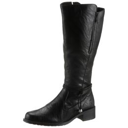 Rieker Damen Rei&szlig;verschlussstiefel, Gr. 42, schwarz, Lederimitat, Schuhe, Langschaftstiefel, Blockabsatz, Vario-Schaft und 2 Rei&szlig;verschl&uuml;ssen