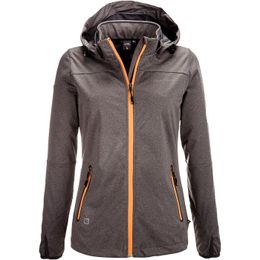 DEPROC Active Damen Softshelljacke "BARBEAU PEAK WOMEN", grau, Gr. 40, 96% Polyester; 4% Elasthan, Jacken, mit Kontrastreißverschluss