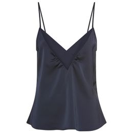 Blusentop BOSS Orange "IECLY Premium Damenmode", Damen, Gr. 44, blau (dunkelblau 408), Web, Obermaterial: 97% Polyester, 3% Elasthan, unifarben, gerade h&uuml;ftlang, V-Ausschnitt, Blusen Blusentop