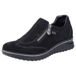 Rieker Damen Slip-On Sneaker, Gr. 43, schwarz, Veloursleder, Schuhe, Freizeitschuh, Halbschuh, Outdoorschuh mit RiekerTEX-Membran