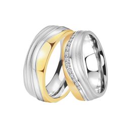 DOOSTI Damen Trauring "Schmuck Geschenk Edelstahl Trauring Ehering Partnerring LIEBE", 56,mit Zirkonia, Edelstahl, 7mm, gold, Edelstahl, Fingerringe,