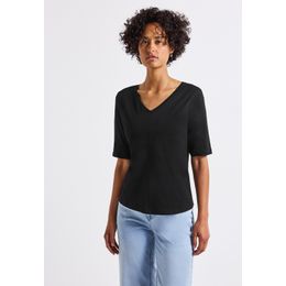 Street One Damen T-Shirt, schwarz, Gr. 38, unifarben, Web, 50% Modal, 50% Baumwolle, Shirts, im soften Baumwoll-Mix