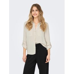 Only Damen Langarmbluse "OnlyASMIN-SIESTA LS LINEN BL SHIRT PNT", gelb, Gr. XS, unifarben, Web, Obermaterial: 80% Viskose, 20% Leinen, Blusen