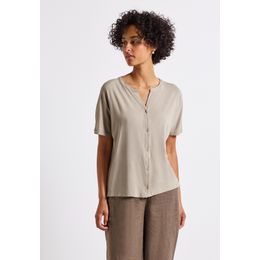 T-Shirt Street One, Damen, Gr. 36, beige (morning beige), Stoff, 95% Viskose, 5% Elasthan, unifarben, normal normal, Rundhals, abgesteppt, Shirts T-Shirt, Jersey