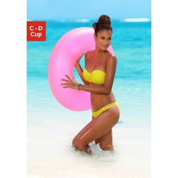 Buffalo Damen B&uuml;gel-Bandeau-Bikini-Top "Happy", gelb, Gr. 34, unifarben, Microfaser, Polyamid, Bikini-Oberteile, mit geflochtenem Detail