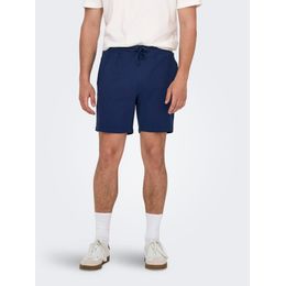 Only & Sons ONLY & SONS Herren Shorts "ONSKIAN LIFE REG SEERSUCKER SHORTS NOOS", blau, Gr. M, unifarben, Web, Obermaterial: 97% Baumwolle, 3% Elasthan, Hosen