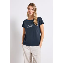 Street One Damen T-Shirt, blau, Gr. 34, unifarben, Web, 100% Baumwolle, Shirts, aus reiner Baumwolle