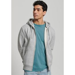 Superdry Herren Kapuzensweatjacke "ESSENTIAL LOGO ZIP HOODIE", grau, Gr. XXL, meliert, Sweatware, Obermaterial: 55% Baumwolle, 45% Polyester,
