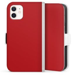 DeinDesign iPhone 12 mini Handy Klapph&uuml;lle Handyh&uuml;lle aus Kunst Leder wei&szlig; Flip Case Red Unicoloured Colour Sideflip mit Lasche