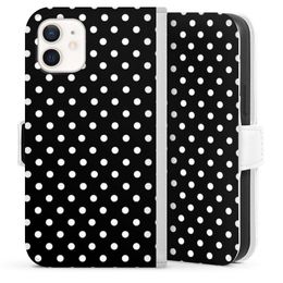 DeinDesign iPhone 12 mini Handy Klapph&uuml;lle Handyh&uuml;lle aus Kunst Leder wei&szlig; Flip Case Retro Points Polka Dots Sideflip mit Lasche