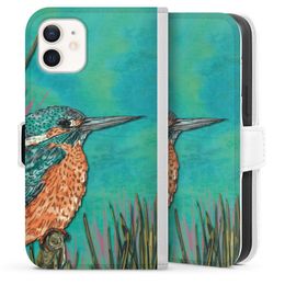 DeinDesign iPhone 12 mini Handy Klapph&uuml;lle Handyh&uuml;lle aus Kunst Leder wei&szlig; Flip Case Painting Bird Animals Sideflip mit Lasche
