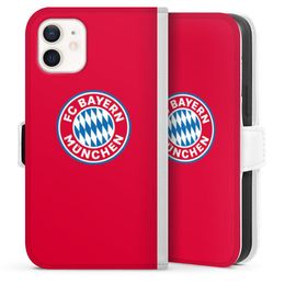 DeinDesign iPhone 12 mini Handy Klapph&uuml;lle Handyh&uuml;lle aus Kunst Leder wei&szlig; Flip Case Fc Bayern M&uuml;nchen Fcb Logo Sideflip mit Lasche