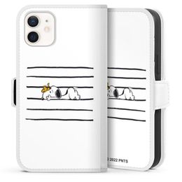 DeinDesign iPhone 12 mini Handy Klapph&uuml;lle Handyh&uuml;lle aus Kunst Leder wei&szlig; Flip Case Snoopy Dog Peanuts Sideflip mit Lasche