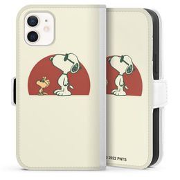 DeinDesign iPhone 12 mini Handy Klapph&uuml;lle Handyh&uuml;lle aus Kunst Leder wei&szlig; Flip Case Official Licensed Product Kindheit Snoopy Sideflip mit Lasche